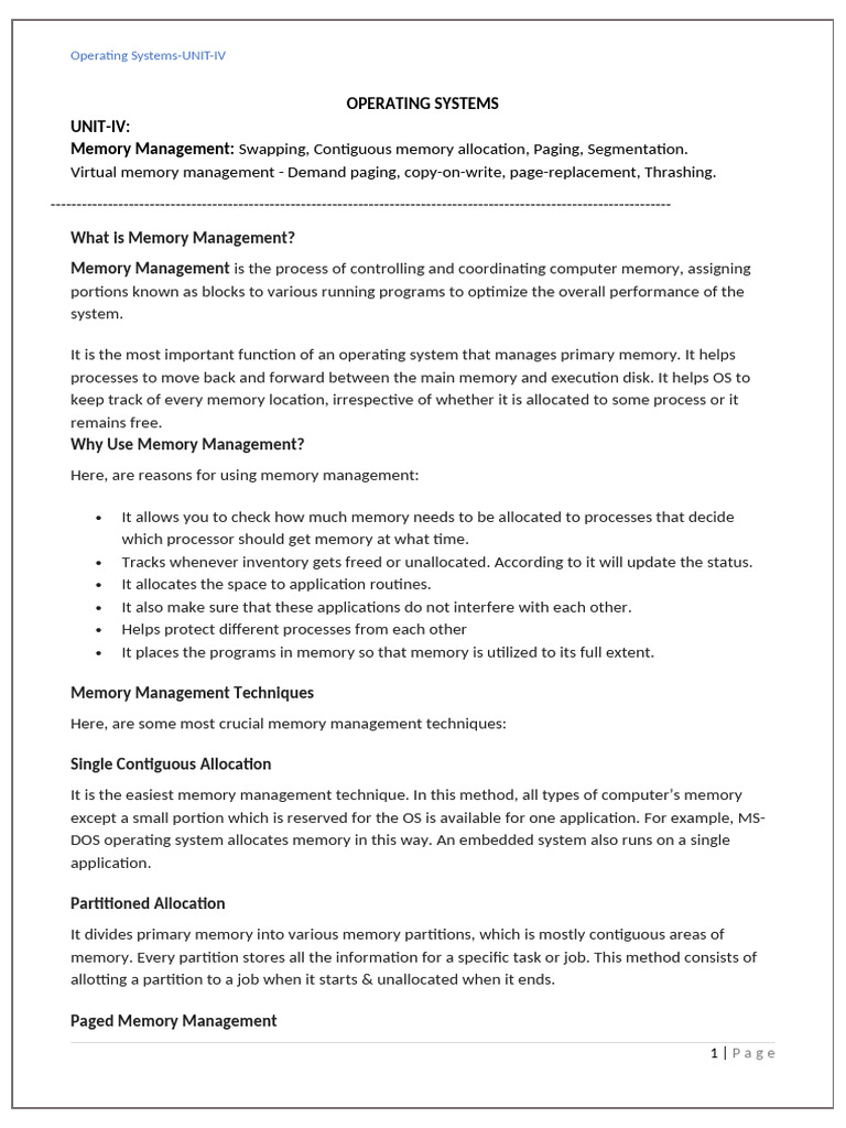 OS_UNIT-IV | PDF | Computer Data Storage | Operating System