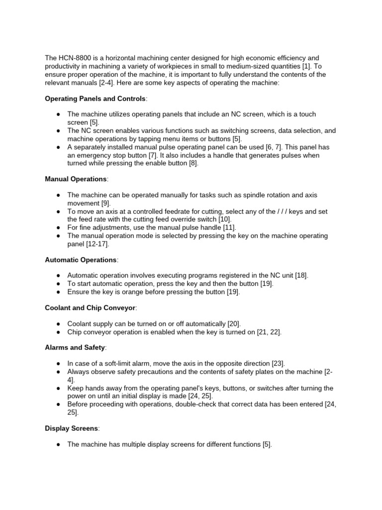 HCN-8800 Horizontal Machining Center Operation Guide | PDF | Computer ...