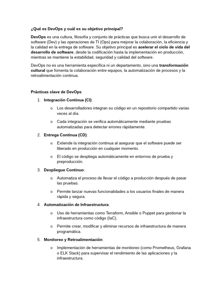 Introducción a DevOps y sus Prácticas | PDF | Software | Ingeniería Informática