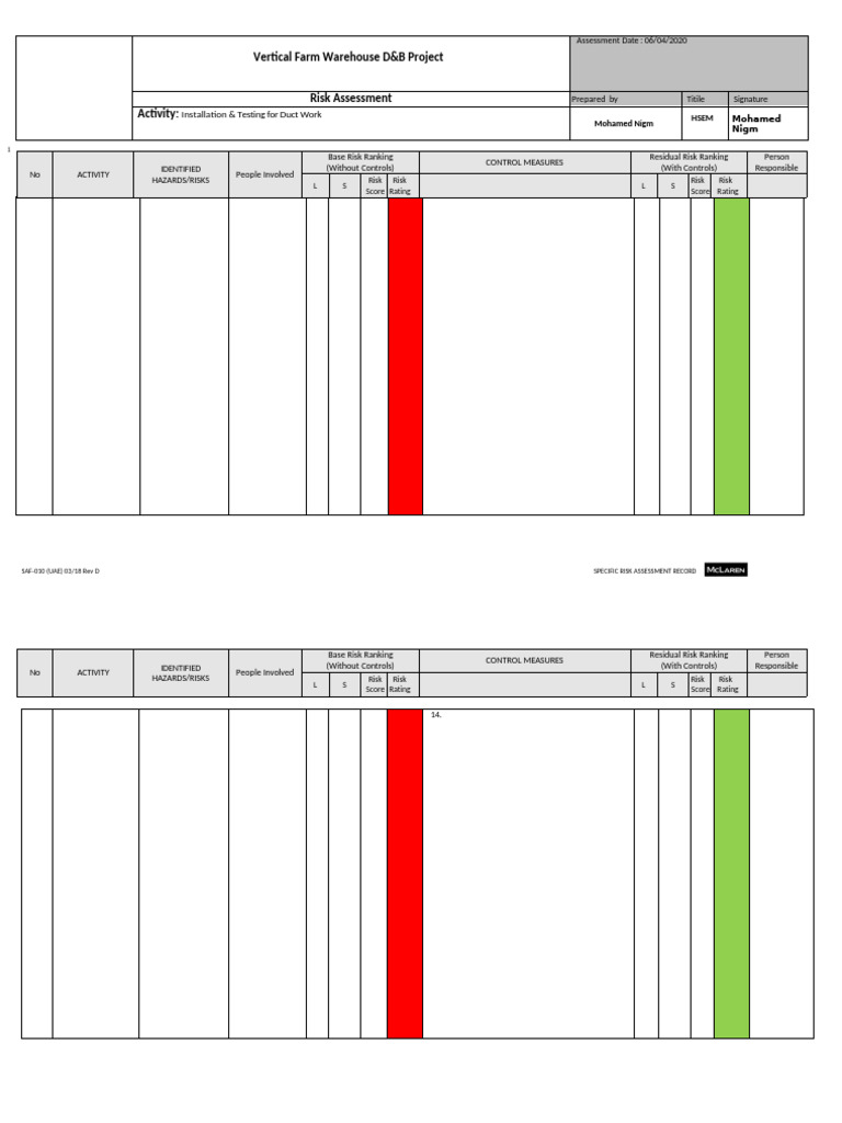 Risk Assessment For Installation of HVAC Systems | PDF | Crane (Machine ...