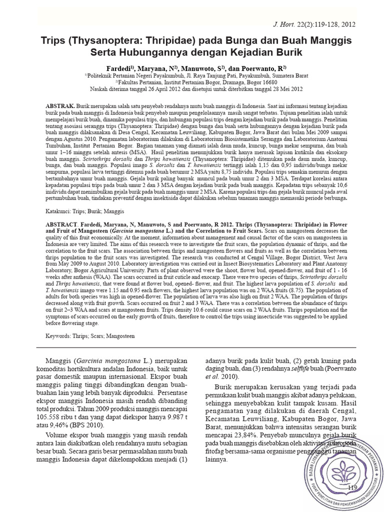 ID Trips Thysanoptera Thripidae Pada Bunga | PDF