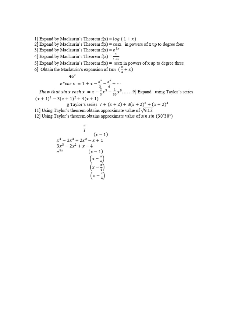 Tutorial No 2 Series Expansion | PDF