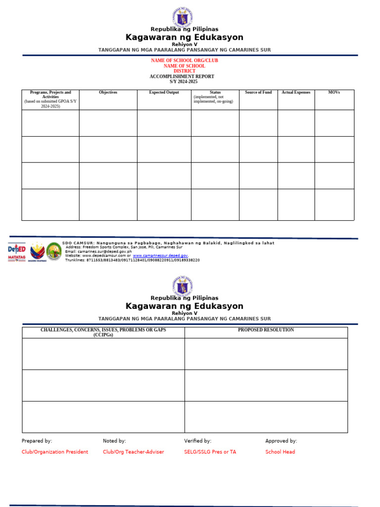 Accomplishment Report Clubs 1 | PDF