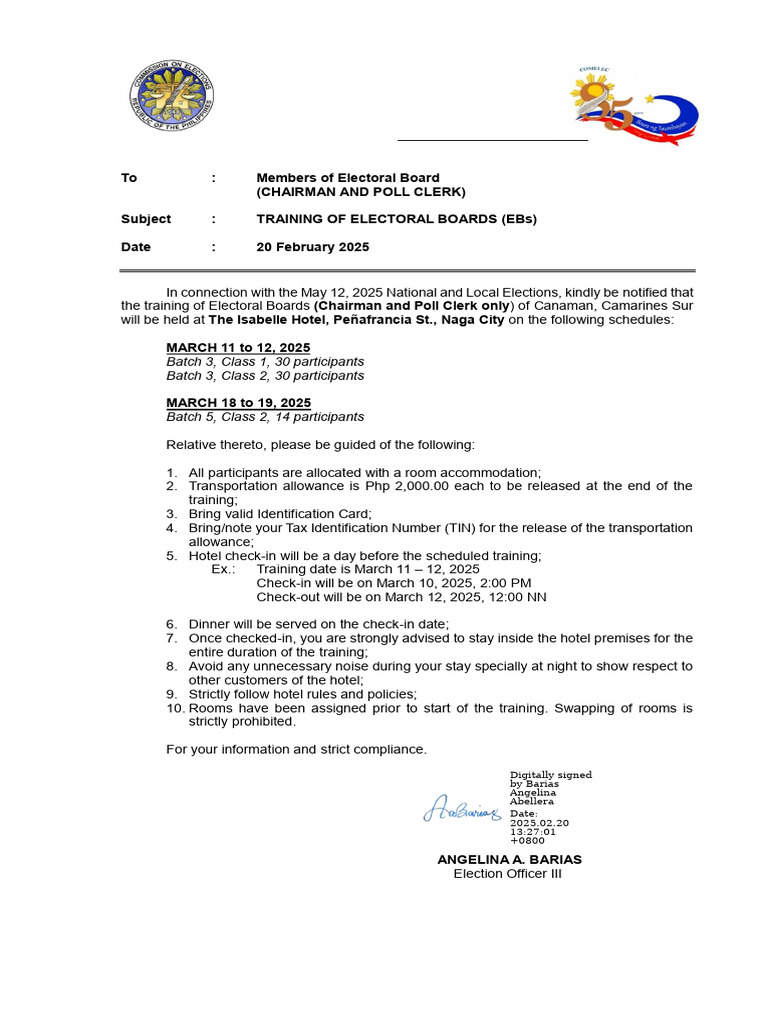 Notice EB-training 2025-NLEsigned | PDF | Government