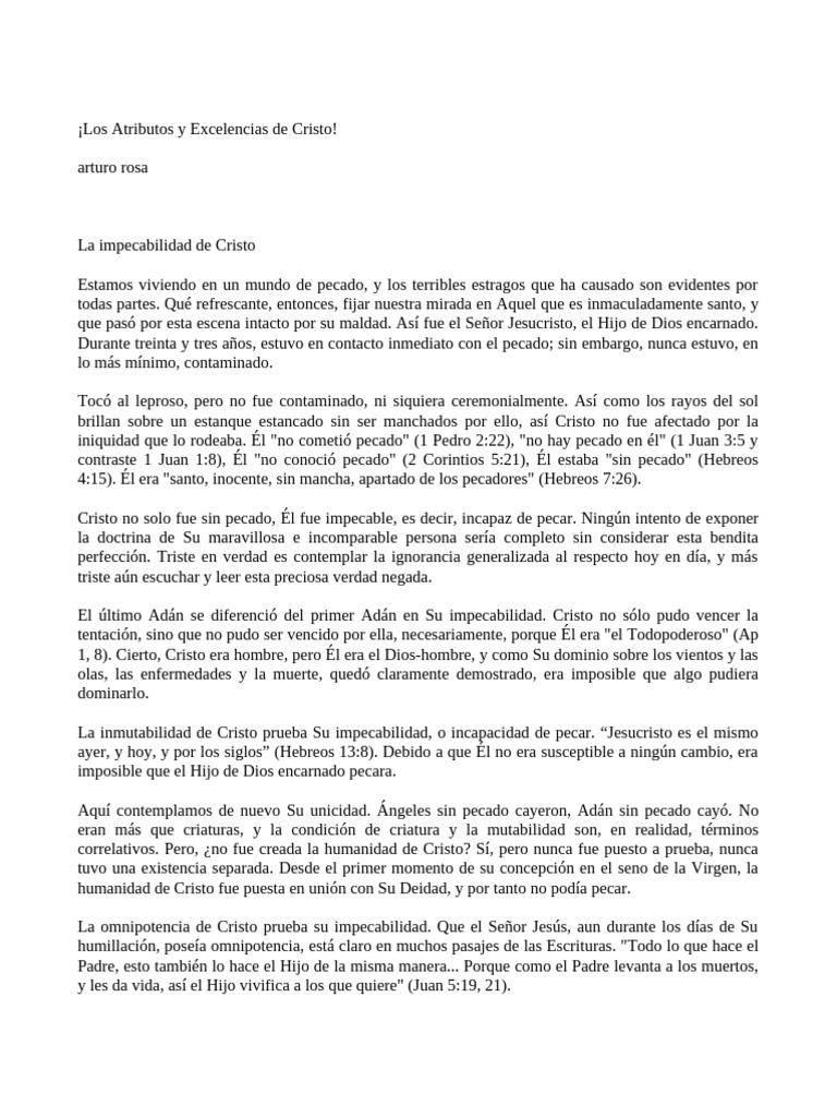 The Attributes and Excellencies of Christ | PDF | Cristo (título) | Moisés
