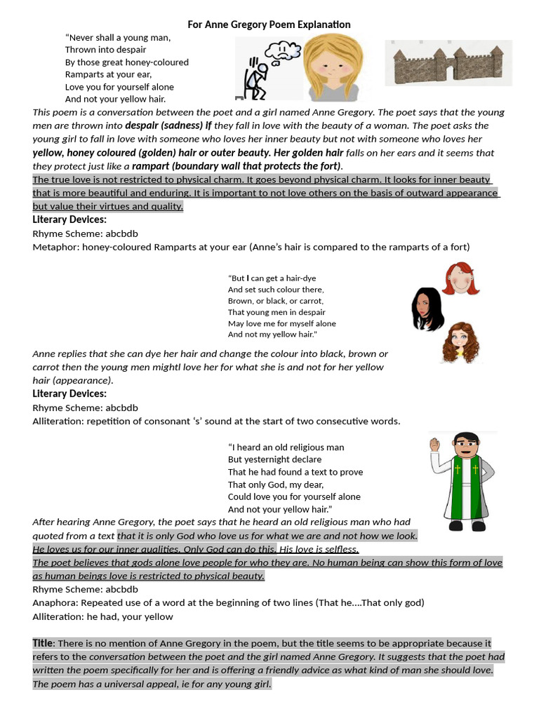 Understanding "For Anne Gregory" | PDF | Poetry | Rhyme
