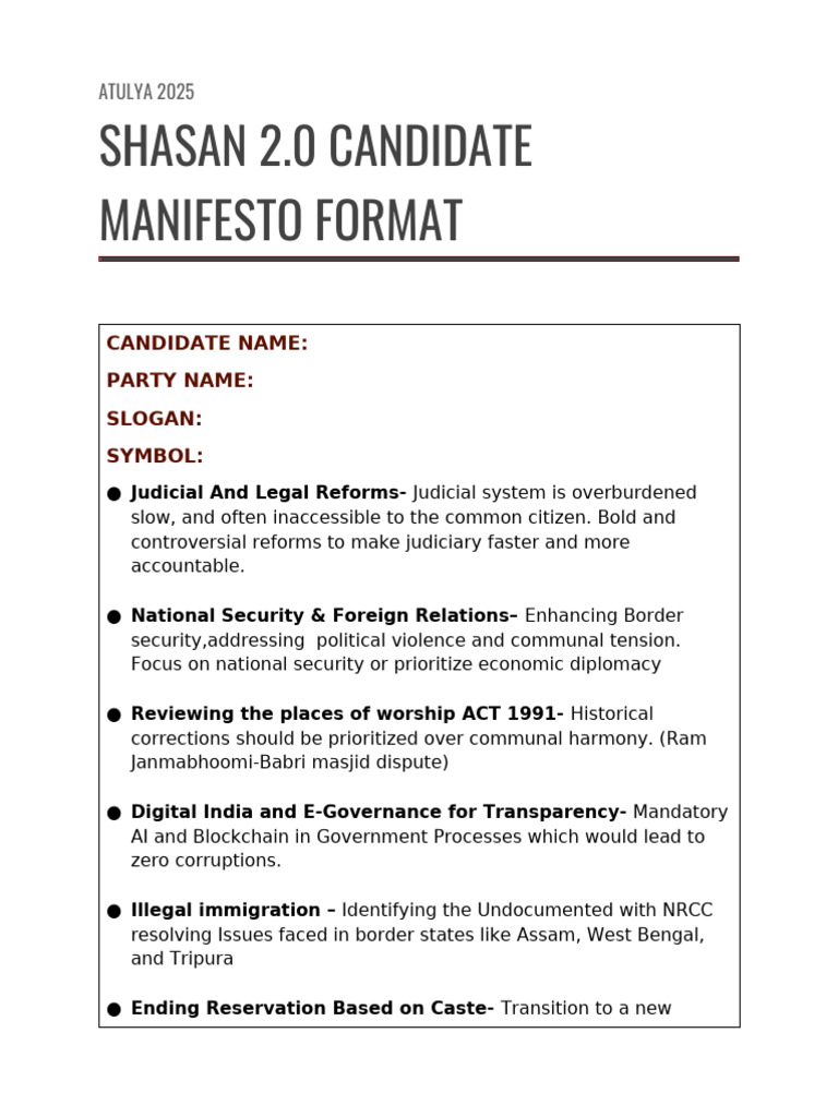 Shasan Manifesto Format | PDF