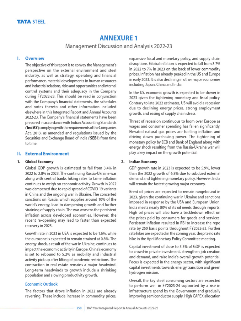 TataSteel-IR23_Annexure | PDF | Inflation | Recession