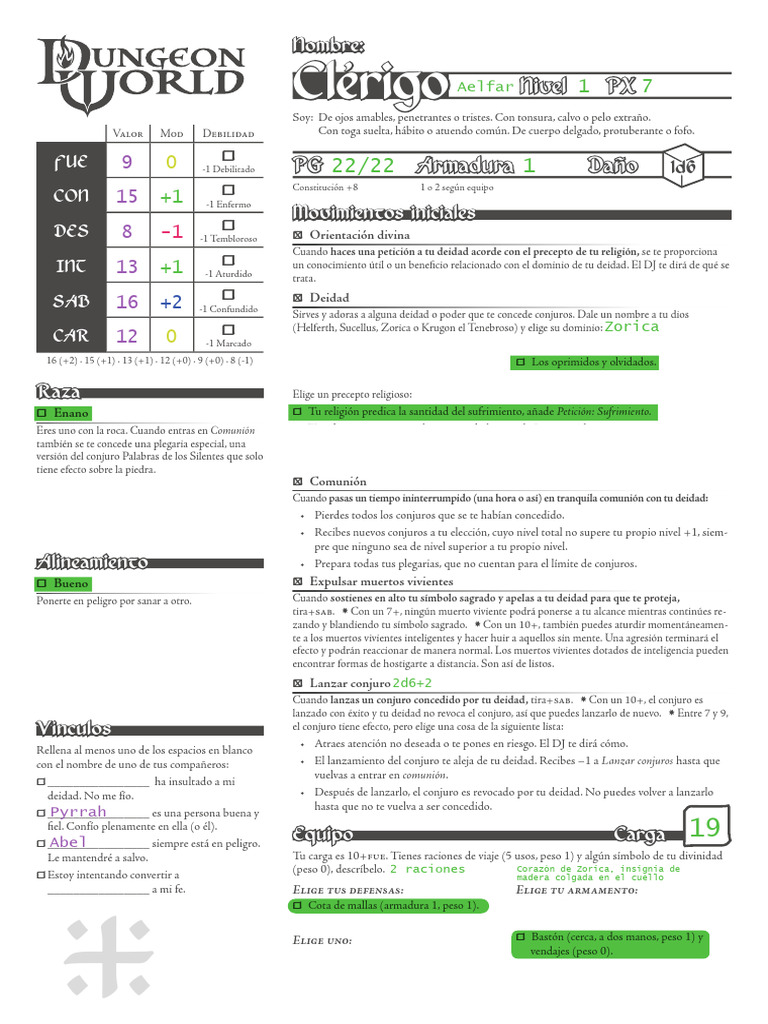 Clérigo: Habilidades y Conjuros en RPG | PDF | Oración