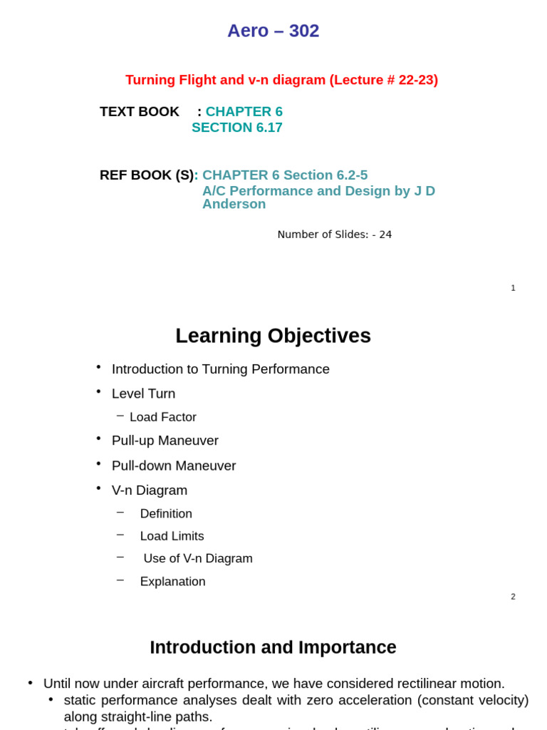 Lecture 22 - 23 - TURNING FLIGHT AND V-N DIAGRAM | PDF | Acceleration | Mechanics