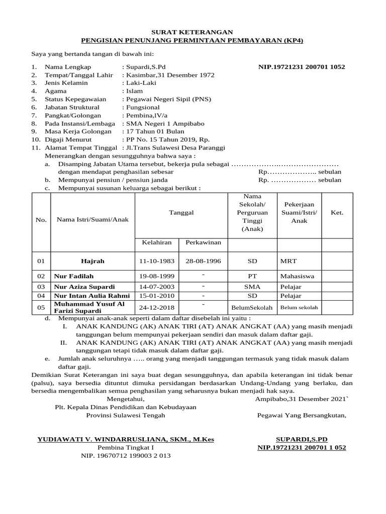 Formulir KP4 2022 Terbaru | PDF