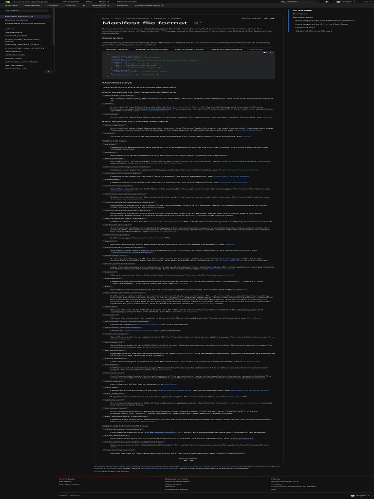 Manifest file format _ Chrome for Developers | PDF | World Wide Web ...