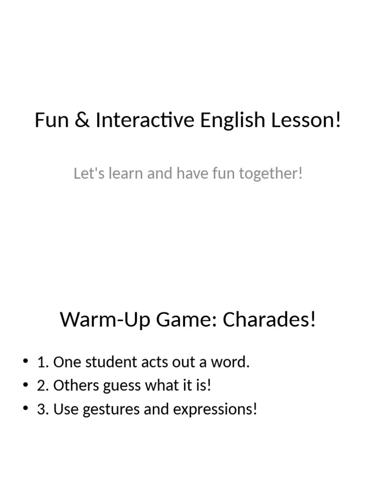 Fun English Lesson Activities | PDF