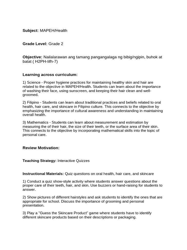 lesson_plan (2) | PDF | Oral Hygiene | Toothbrush