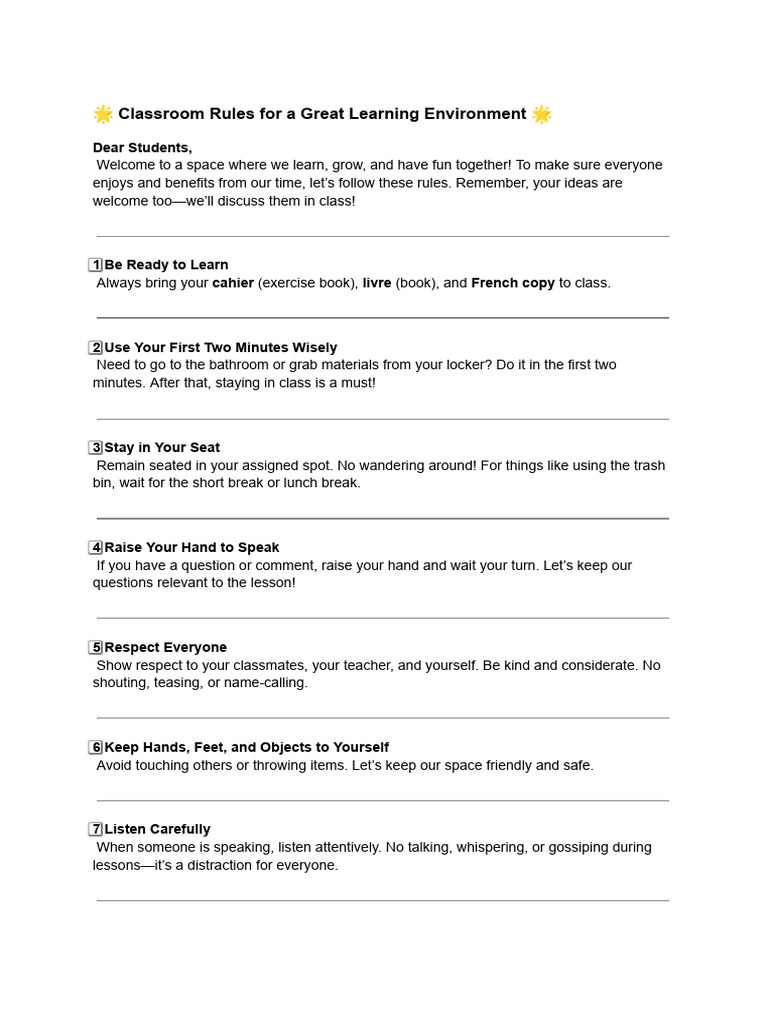 Classroom Rules | PDF