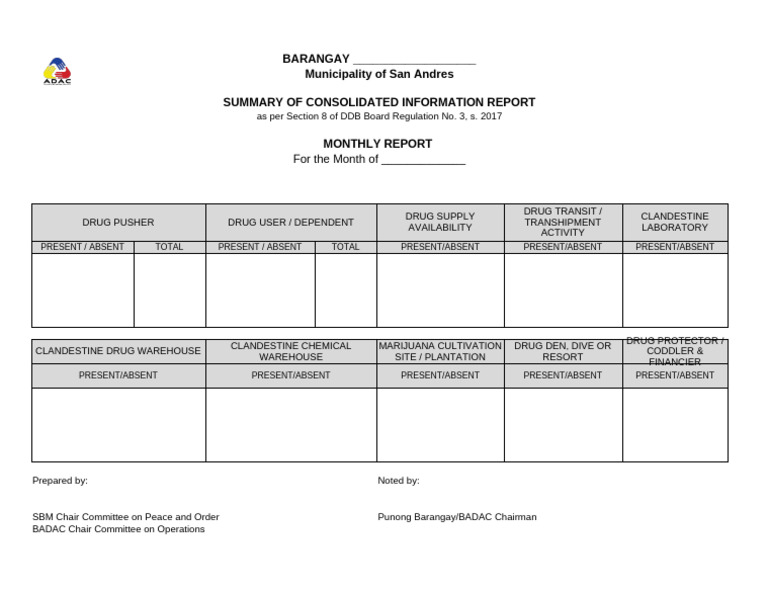 Badac Barangay Report Consolidated Information Report | PDF