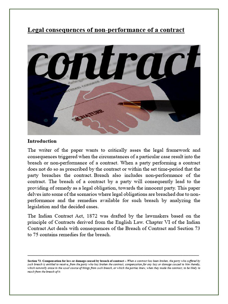 Legal Consequences of Non-Performance of Contract | PDF | Damages ...