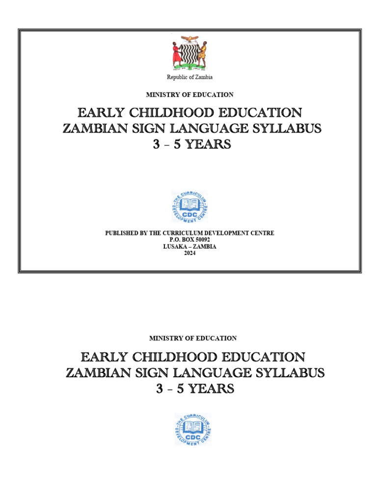 Ece-Zambian Sign Languages Syllabi-Edited 05022025 | PDF | Learning ...
