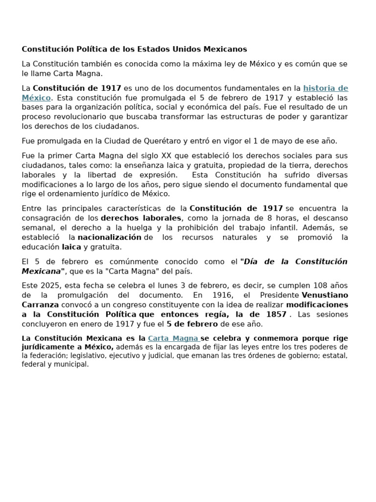 Constitución Política de Los Estados Unidos Mexicanos | PDF