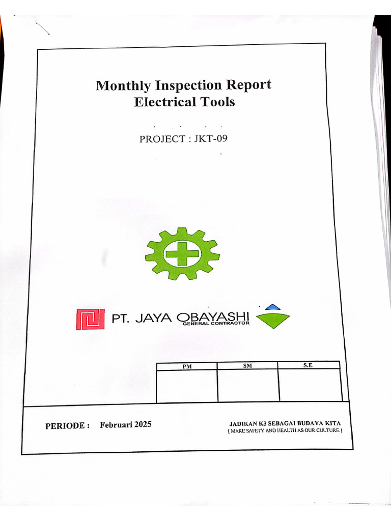 Techno. Monthly Inspection Report Electrical Tools (Februari 2025) | PDF