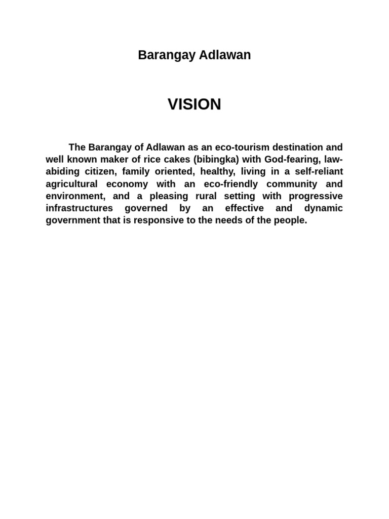 Barangay-Adlawan New Vision | PDF