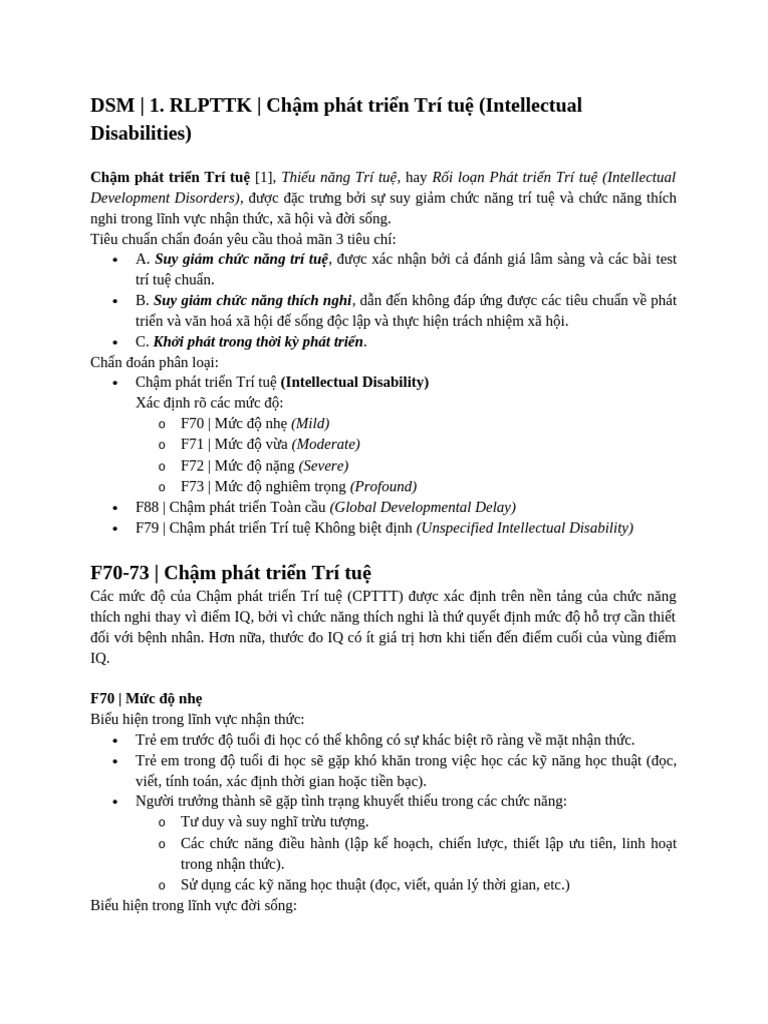 DSM 5 - 1.1 Intellectual Disabilities (Bản dịch tiếng Việt) | PDF