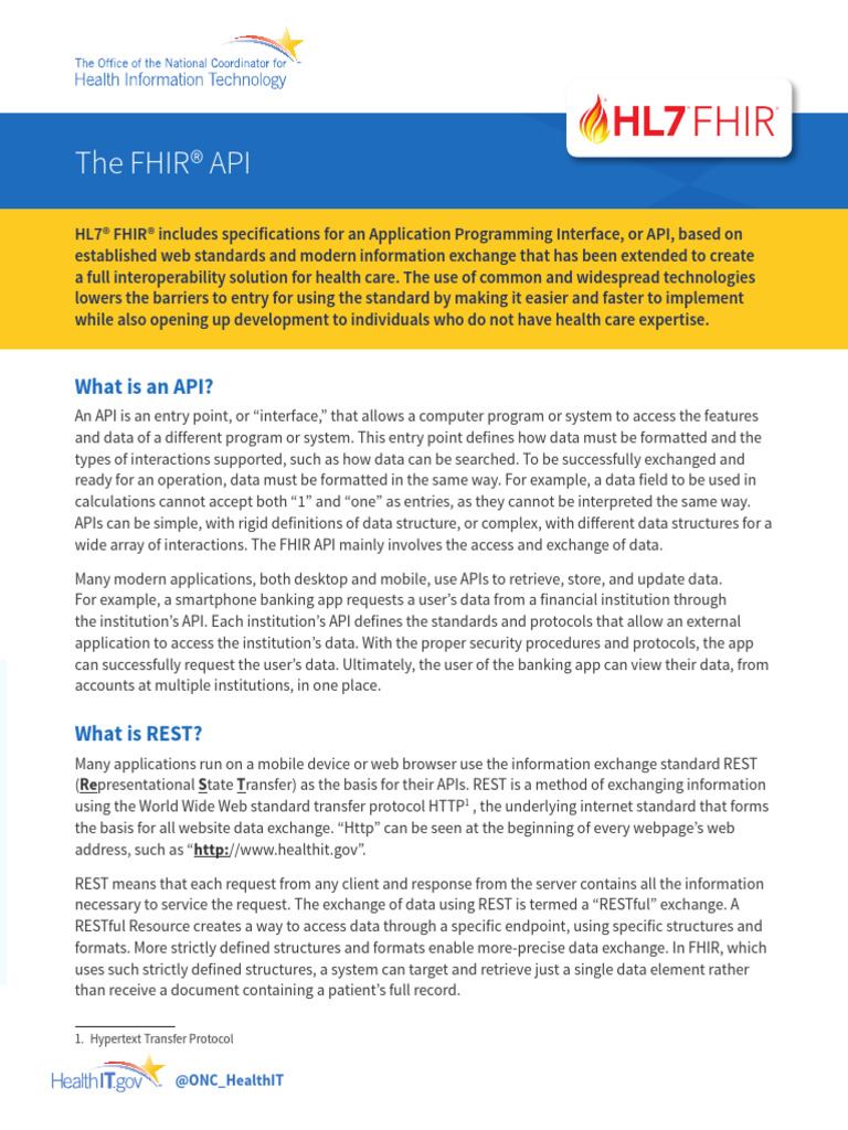 Fhir API Fact Sheet | PDF | World Wide Web | Internet & Web