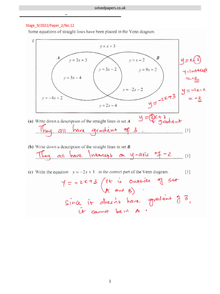 2022 Sets and Venn Diagrams Checkpoint - Sec - 1 - Progression Mathematics - Solved | PDF