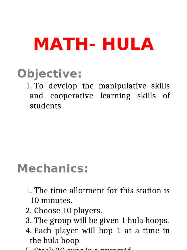 Math Hula Hoop Team Challenge | PDF