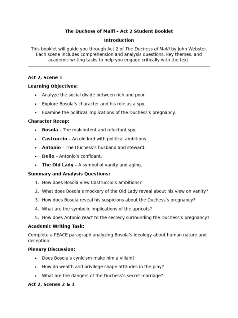 Duchess's Secret and Bosola's Role | PDF