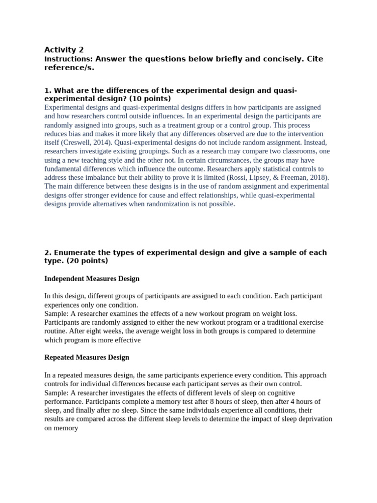 Experimental Psych Task 2 | PDF | Design Of Experiments | Psychology