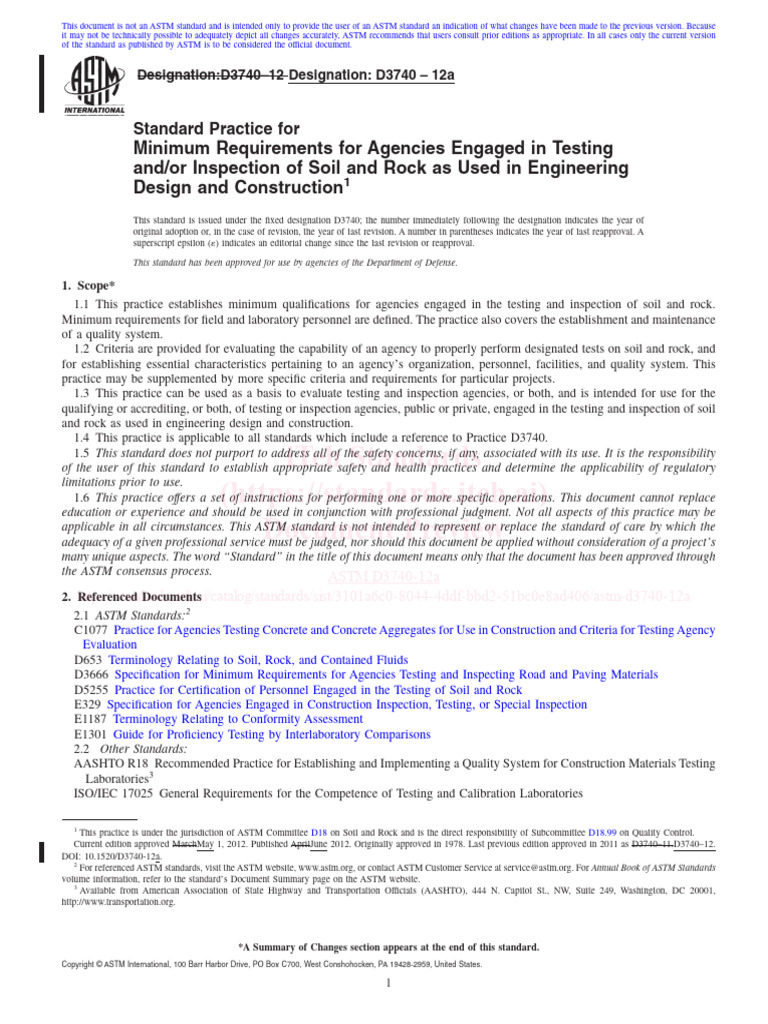 ASTM-D3740-12a | PDF | Calibration | Verification And Validation