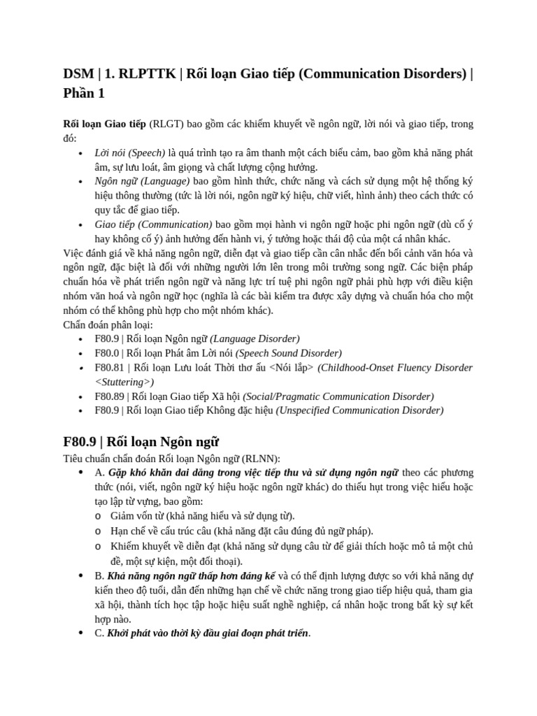 DSM 5 - 1.2.1 Communication Disorders (Bản dịch tiếng Việt) | PDF