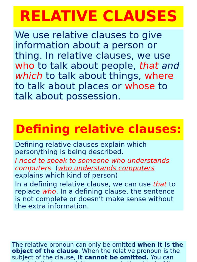 Intermediate 12 (Relative Clauses-Seventh Class) - 3 | PDF
