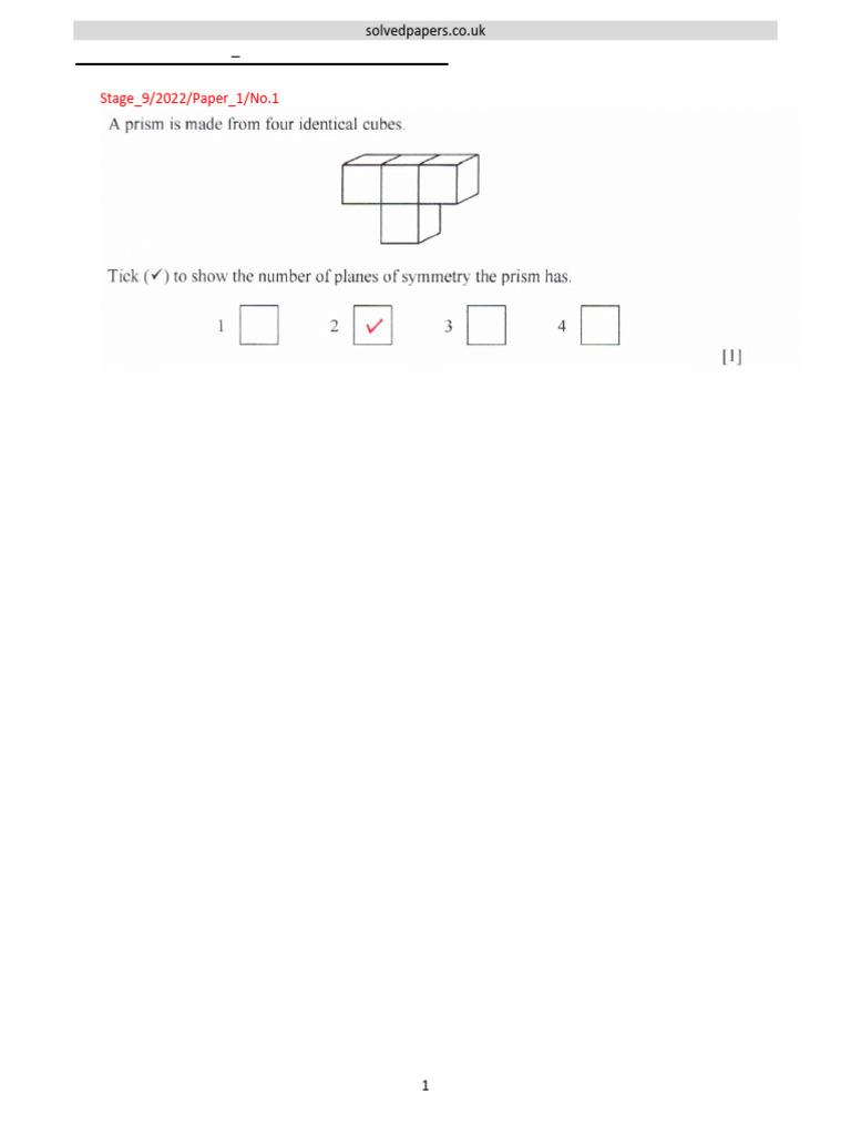 2022 Shapes and Geometry Checkpoint - Sec - 1 - Progression Mathematics - Solved | PDF