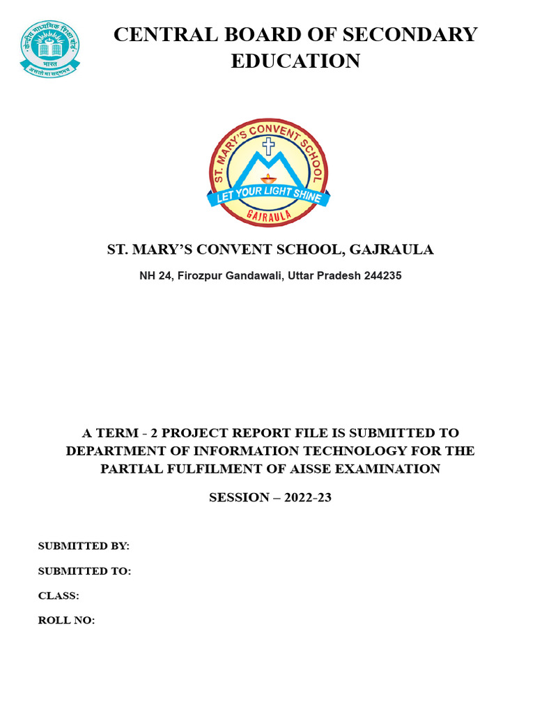 PROJECT FILE FOR CLASS - 10 | PDF | Databases | Data