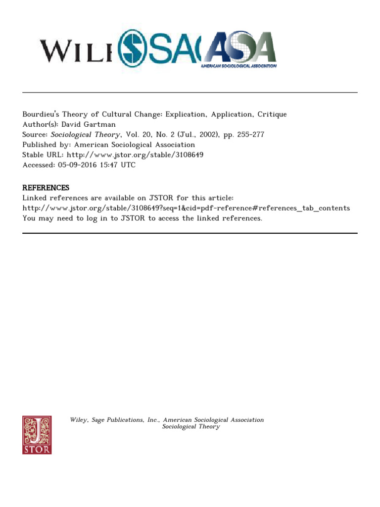 Bourdieu's Cultural Change Theory | PDF | Sociology | Economies