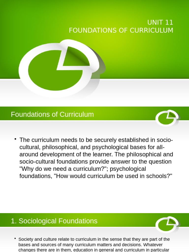 Unit 11 2a Foundations Ofthe Curriculum | PDF | Curriculum | Philosophy Of Education