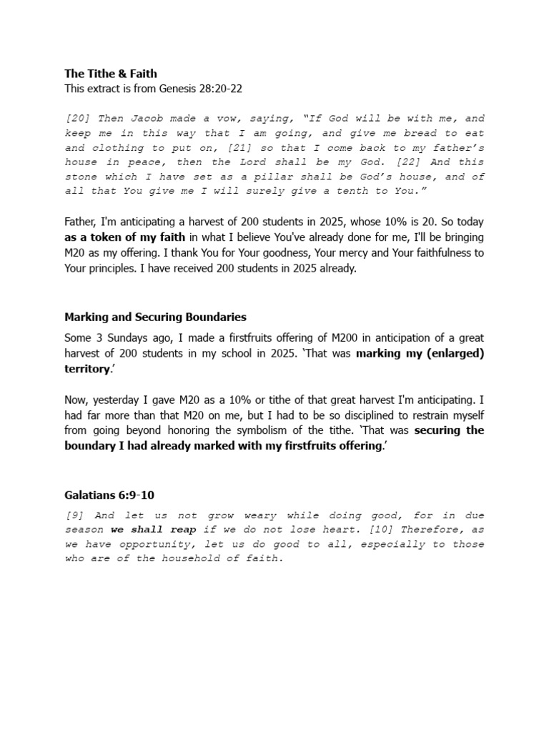 Tithing as an Act of Faith | PDF