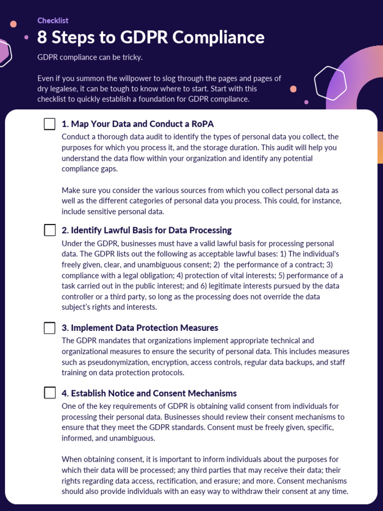 2025 GDPR Compliance Checklist Guide | PDF | Information Technology ...