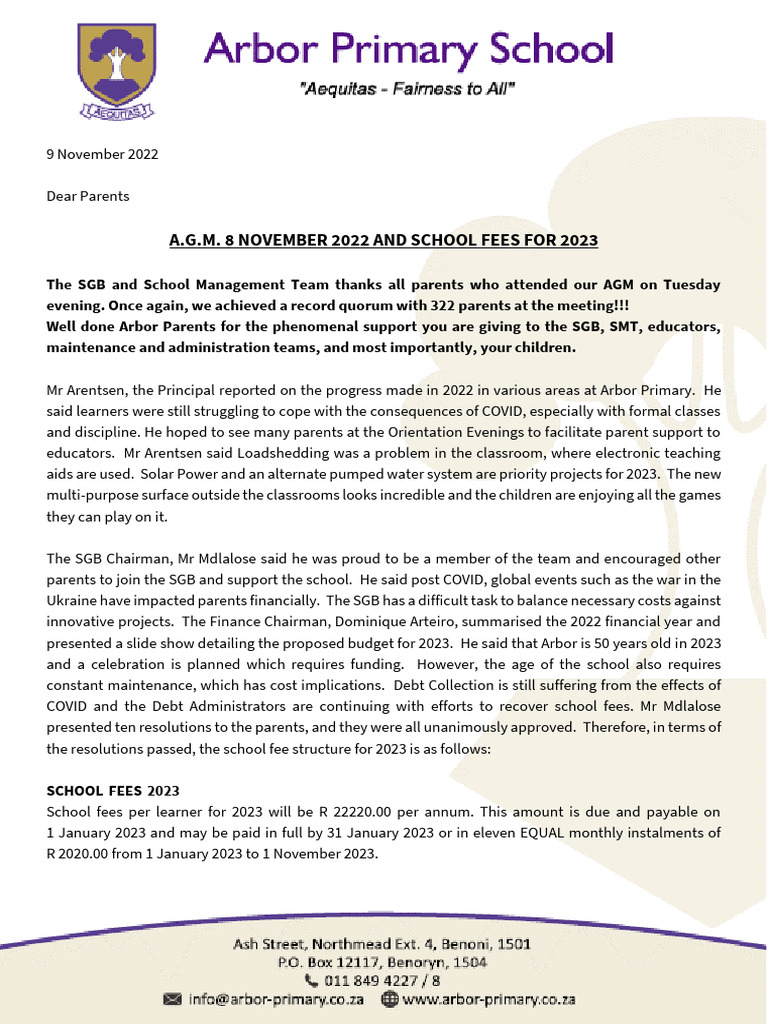 Arbor Primary School Fees 2023 Update | PDF | Debit Card | Credit Card