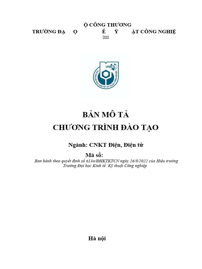 09. Ban Mo Ta Chuong Trinh Dao Tao Nganh Cong Nghe Ky Thuat Dien Dien Tu | PDF