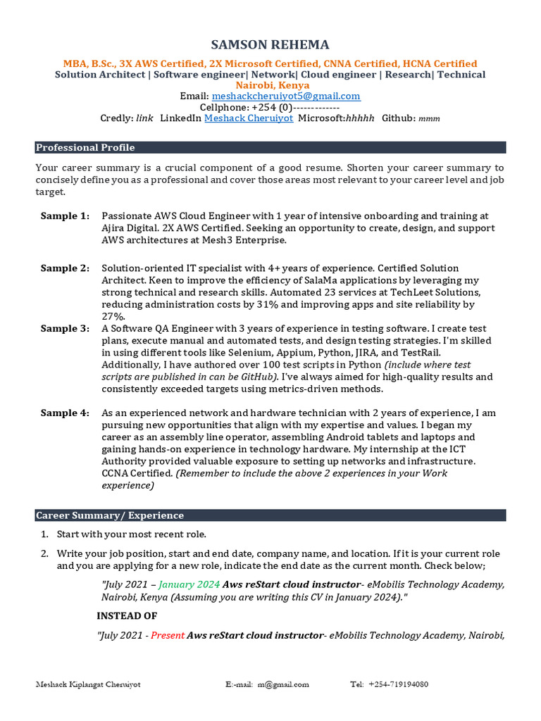 AWS Restart CV-Resume Template | PDF | Amazon Web Services | Cloud ...