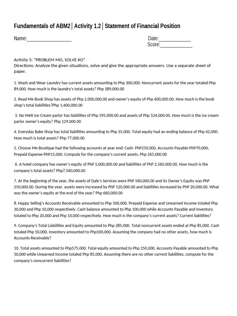 Activity 5-fabm2 | PDF | Equity (Finance) | Financial Accounting