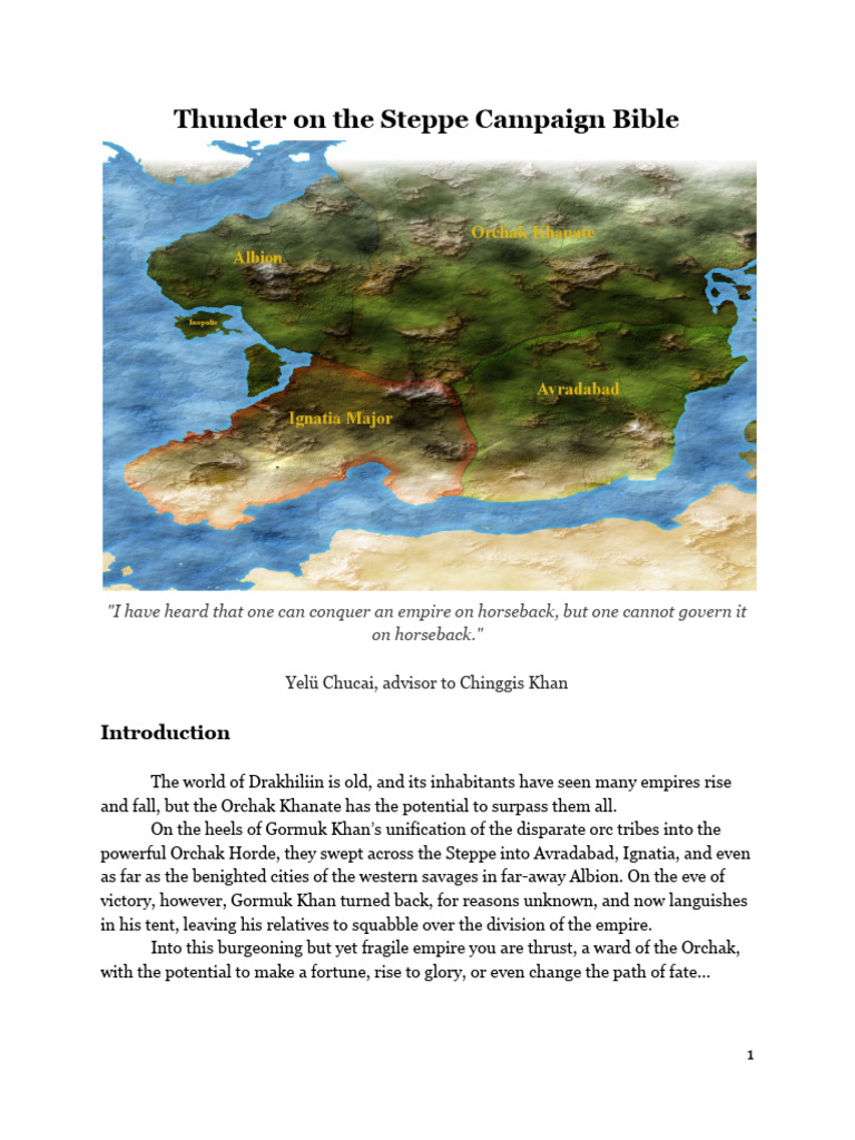 Thunder+on+the+Steppe+Campaign+Bible | PDF | Dwarf (Dungeons & Dragons)