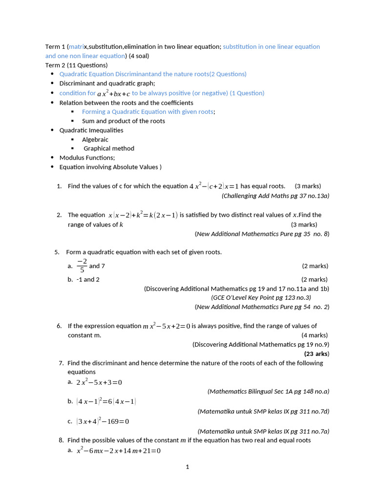 Quadratic Equations and Solutions Guide | PDF | Quadratic Equation ...