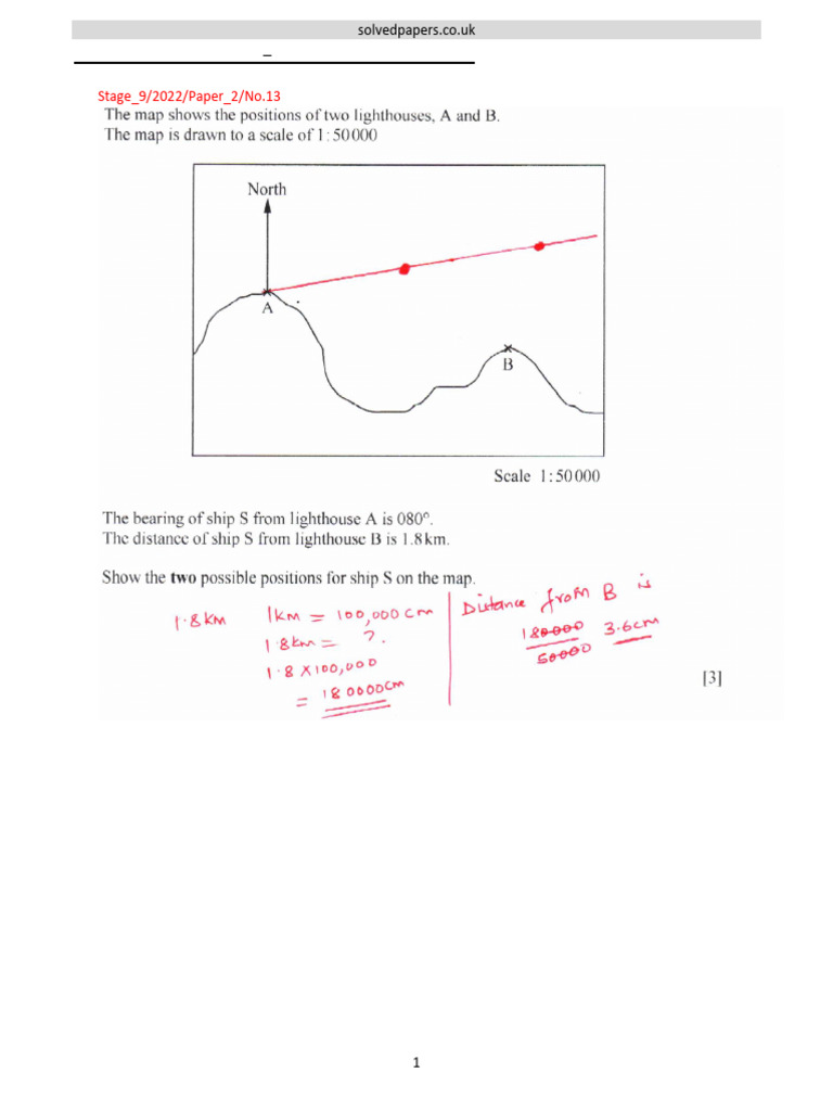 2022 Bearing and Scale Drawing Checkpoint - Sec - 1 - Progression Mathematics - Solved | PDF