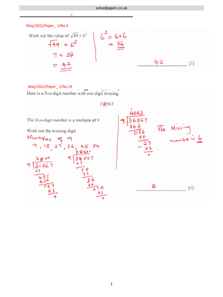 2022 - 17 Integers Powers and Roots Numbers Checkpoint - Sec - 1 ...