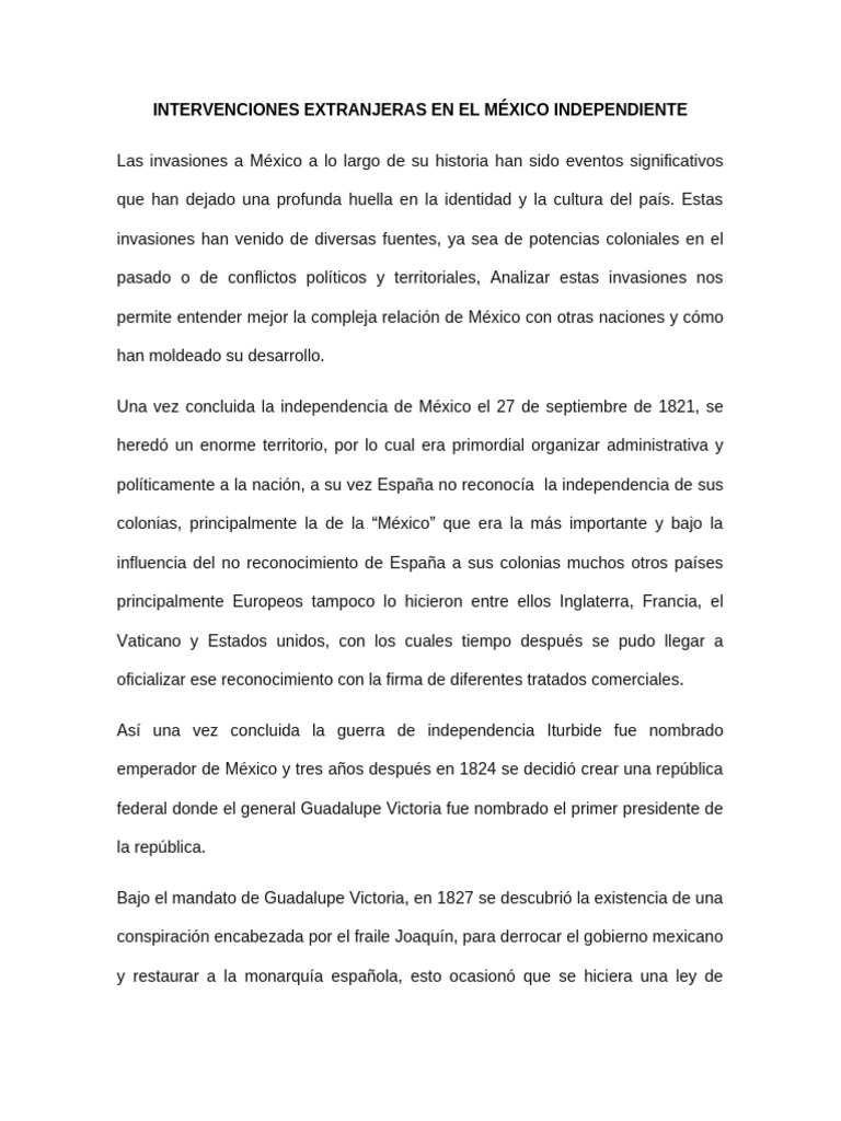 Intervenciones Extranjeras en México | PDF | México | Imperio español