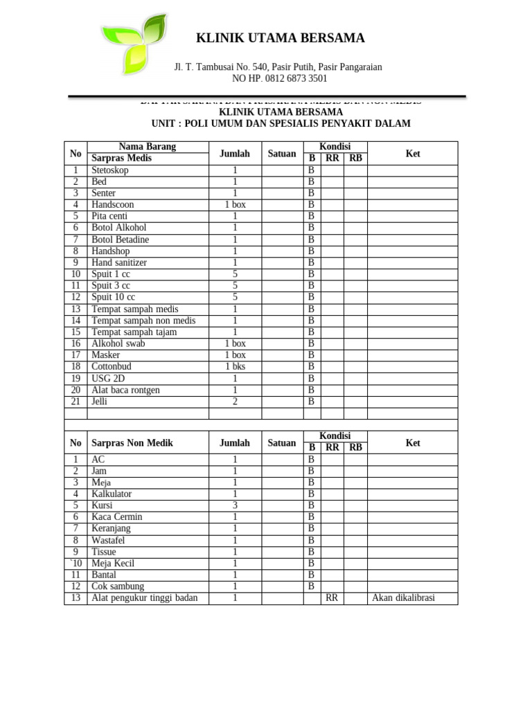 TKK 3 - STD 1.3. - EP 3 - Daftar Sarpras | PDF
